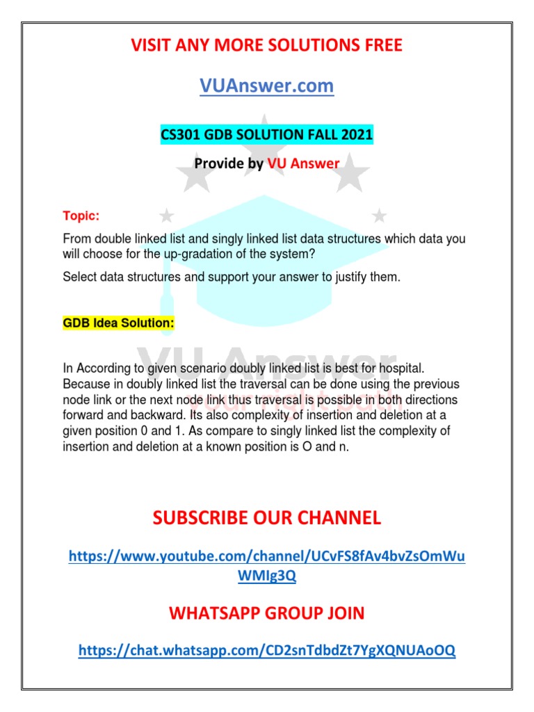 CS301 GDB Solution Fall 2021 by VU Answer | PDF | Computer Data | Computer Science