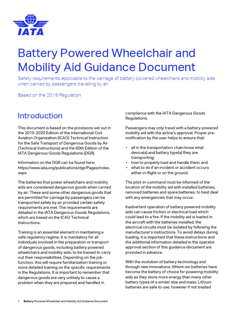 IATA Battery Powered Wheelchair and Mobility Aid Guidance Document | PDF