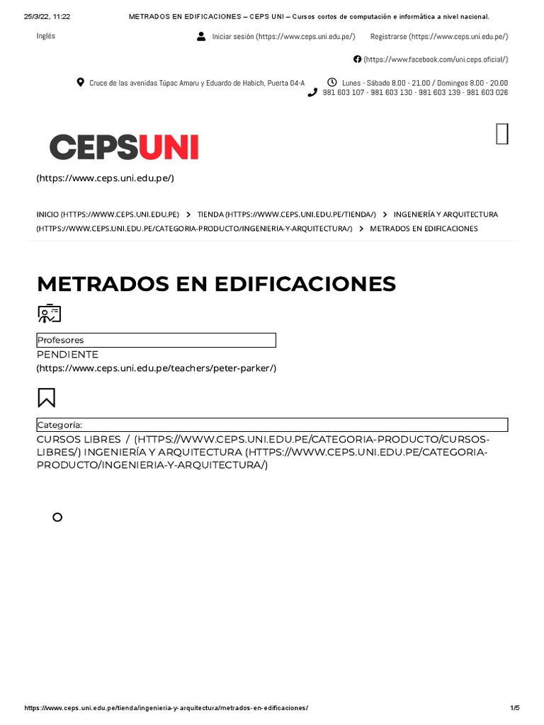 METRADOS EN EDIFICACIONES - CEPS UNI - Cursos Cortos de Computación e Informática A Nivel ...