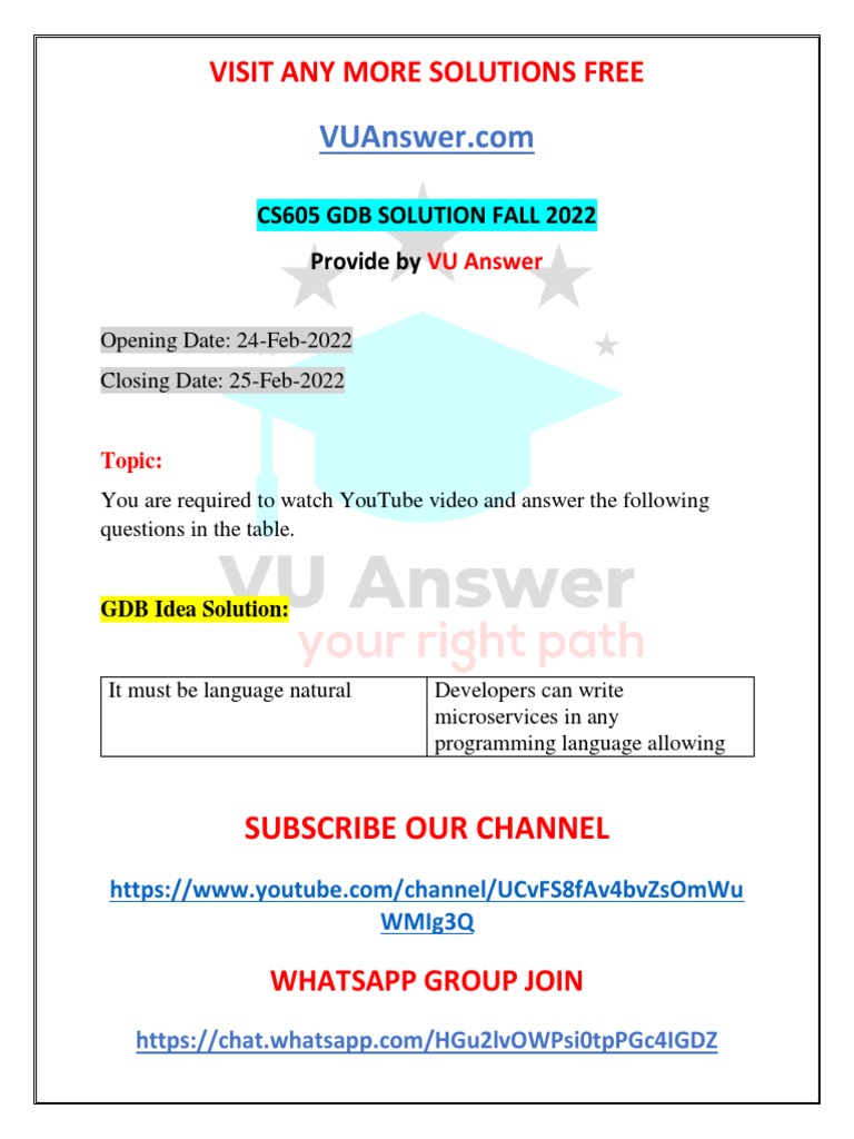 CS605 GDB Solution Fall 2022 by VU Answer | PDF