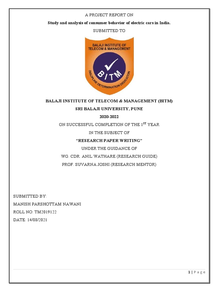 Manish Nawani TM2019122 Research Report | PDF | Errors And Residuals ...