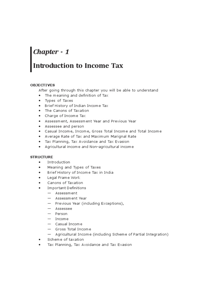 Chapter - 1 - Income Tax | PDF | Taxes | Direct Tax