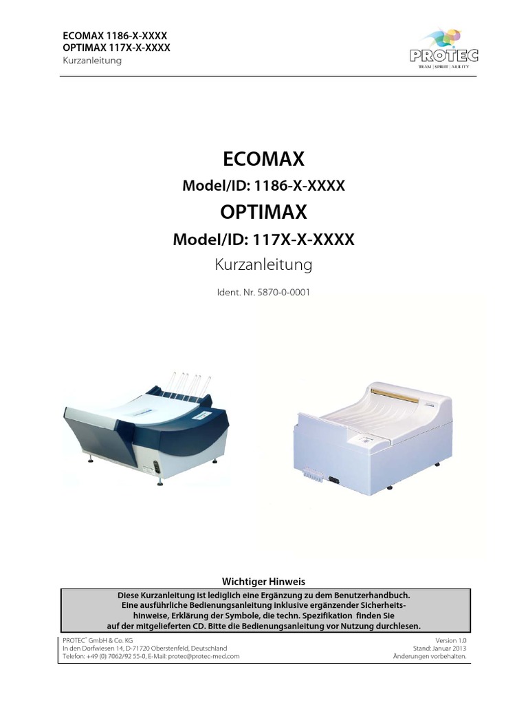 DE 5870-0-0001 Kurzanleitung Ecomax Optimax | PDF
