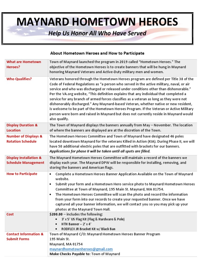 Hometown Heroes Application | PDF