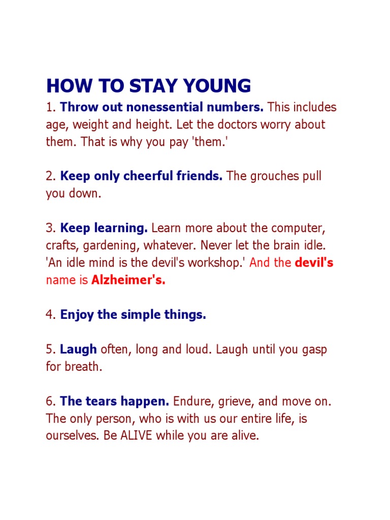 Tips for Staying Young and Vibrant | PDF | Lifestyle