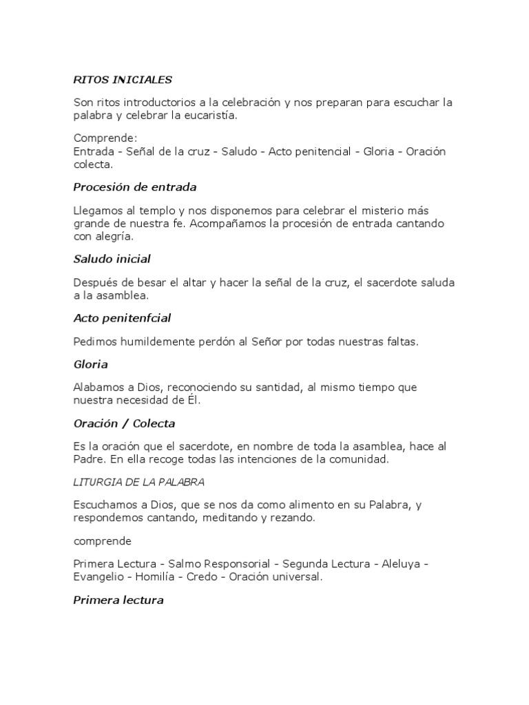 Ritos Iniciales | PDF | Misa (liturgia) | eucaristía
