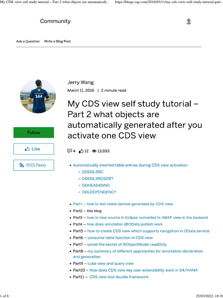 My CDS View Self Study Tutorial - Part 2 What Objects Are Automatically ...