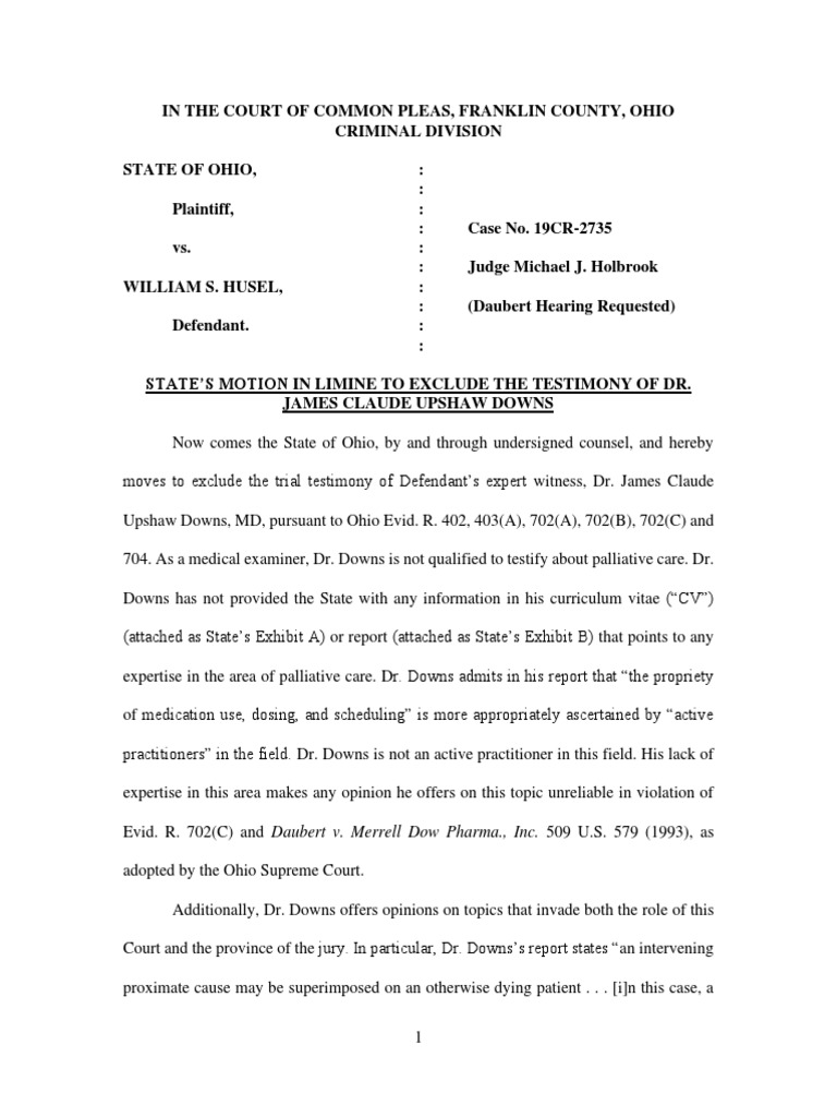 Motion in Limine Re: Downs | PDF