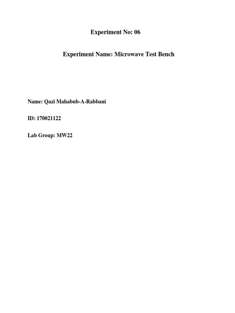 Microwave Test Bench Report | PDF | Microwave | Waveguide
