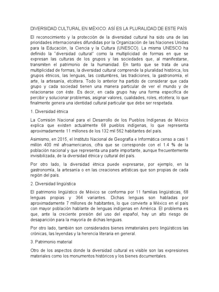 Diversidad Cultural en México | PDF