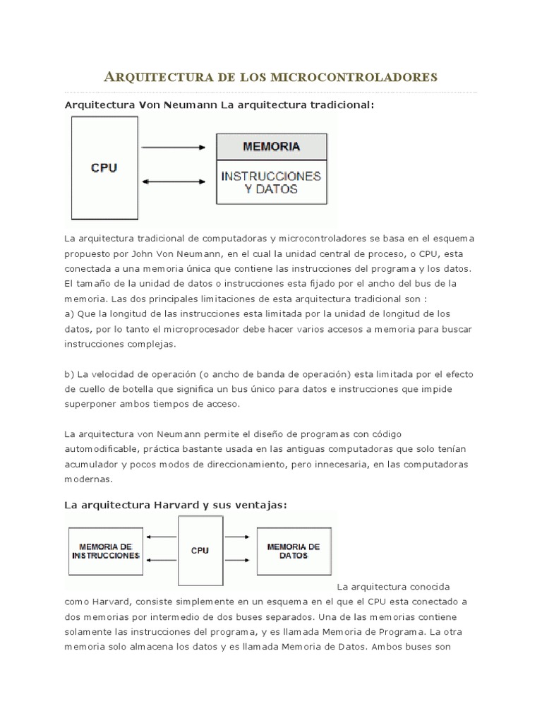 Arquitectura de Los Microcontroladores | PDF | Microcontrolador | Unidad Central de procesamiento