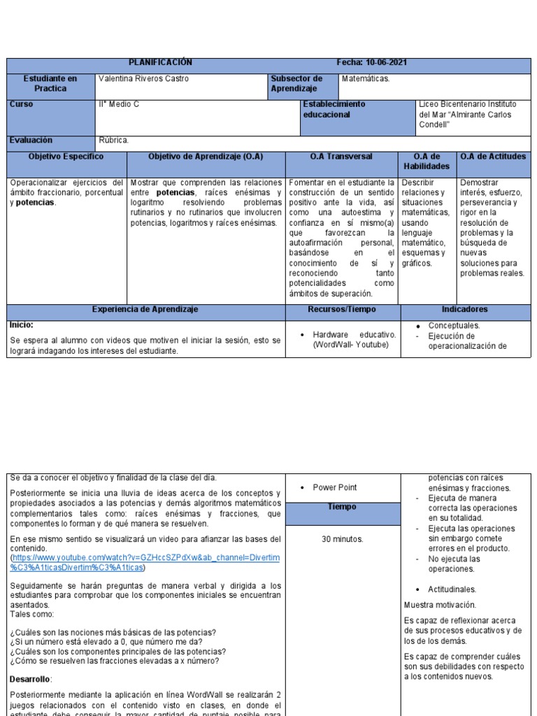 Planificación Clase Grabada | PDF | Evaluación | Aprendizaje