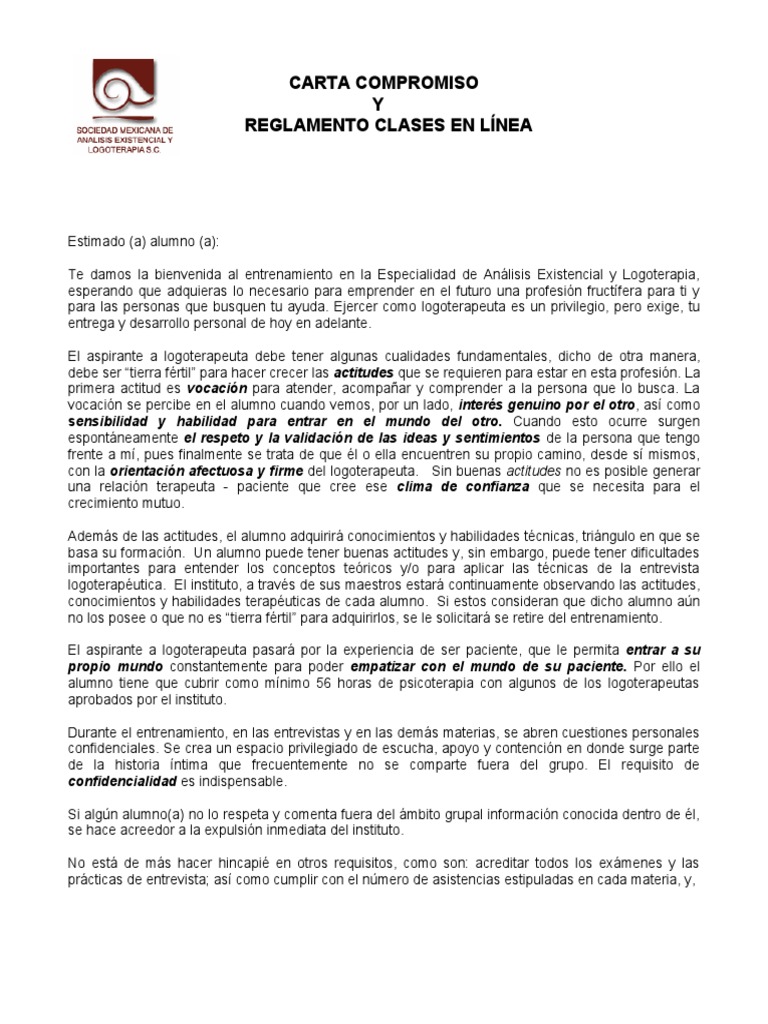 Reglas y Compromisos de Logoterapia | PDF | Crecimiento personal y ...