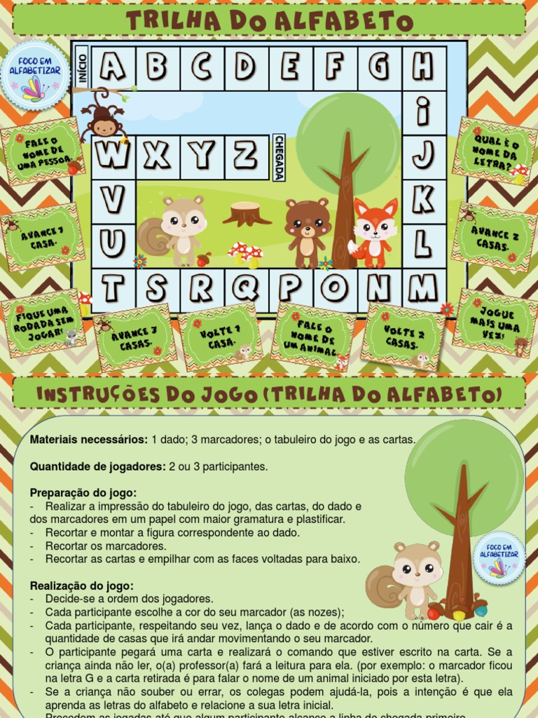 Jogo Trilha Do Alfabeto | PDF | Alfabeto