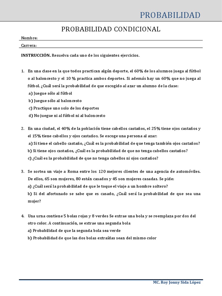 Práctica 2. Probabilidad Condicional | PDF