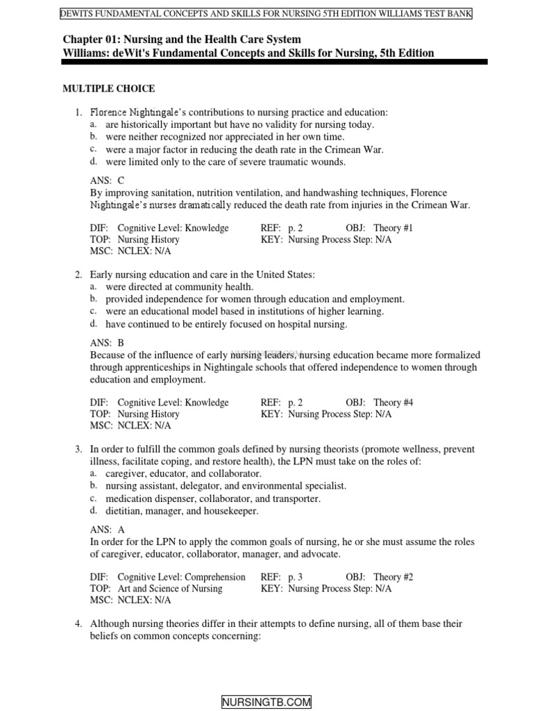 Fundamentals of Nursing Chapter 1 Review | PDF | Nursing | National ...
