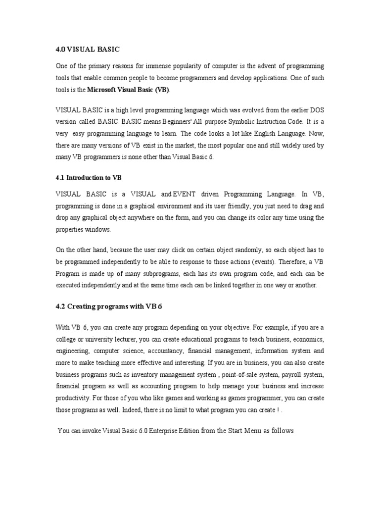 Visual Basic Unit 4 Pdf Data Type Integer Computer Science