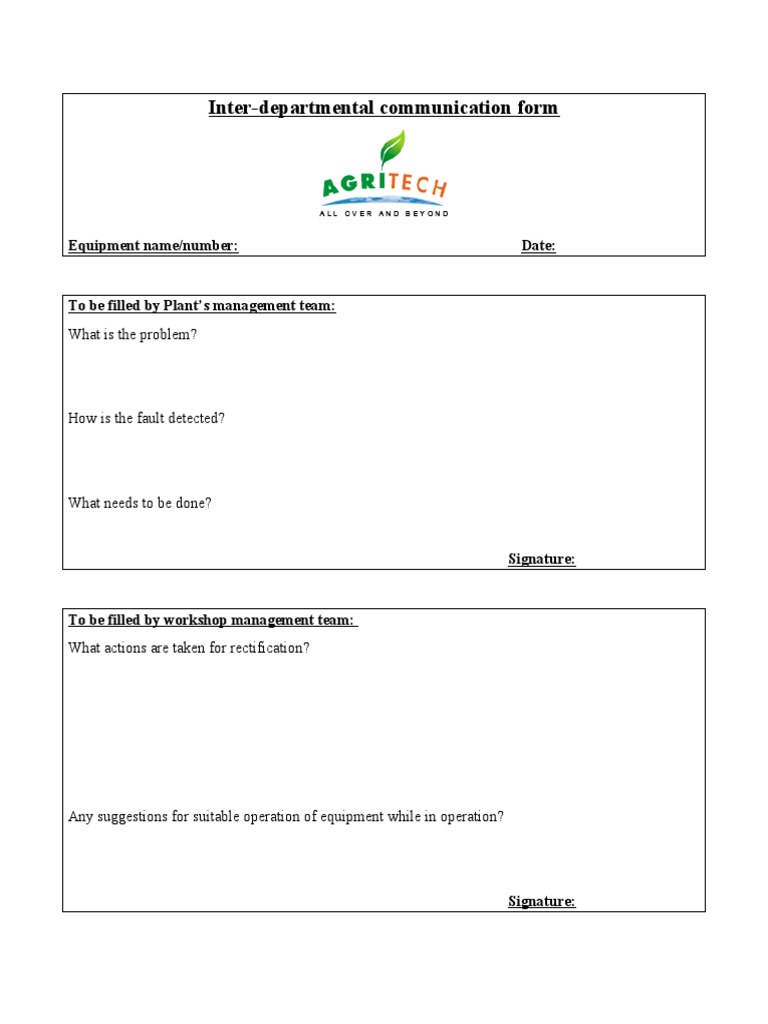 Interdepartmental Communication Form | PDF