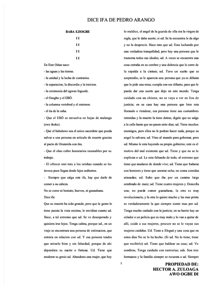 DICE IFÁ - Pedro Arango | PDF | Personajes mitologicos | Religiones ...