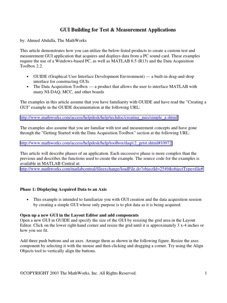 GUI Building For Test & Measurement Applications: Phase 1: Displaying ...