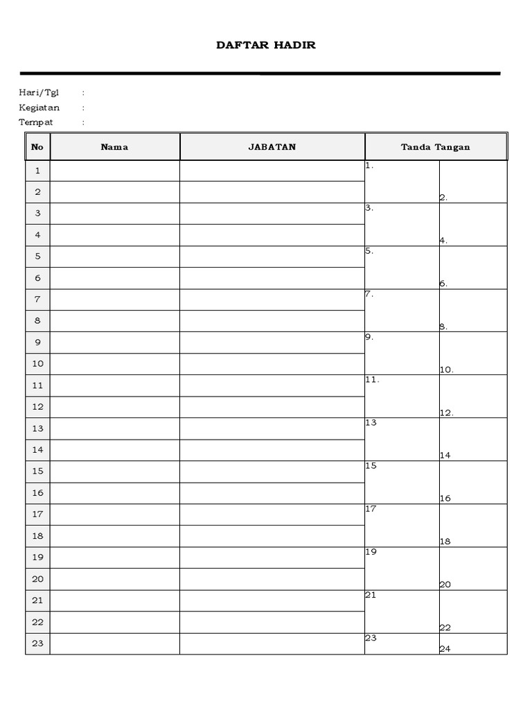 Daftar Hadir Pkk | PDF