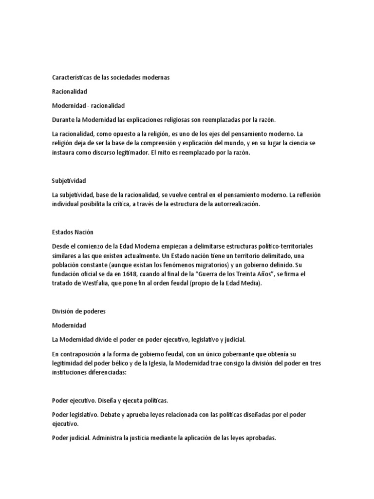 Características de Las Sociedades Modernas | PDF | Modernidad | Sociedad