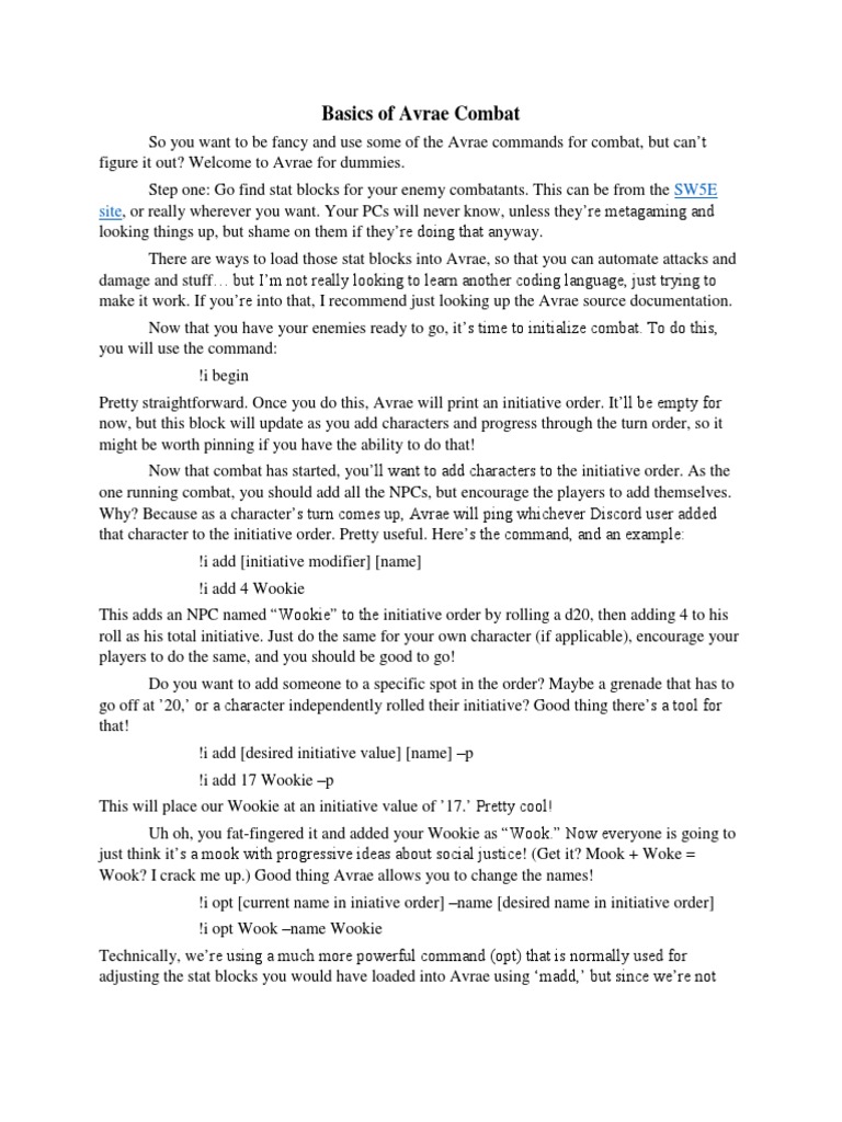 Basics of Avrae Combat | PDF | Computing