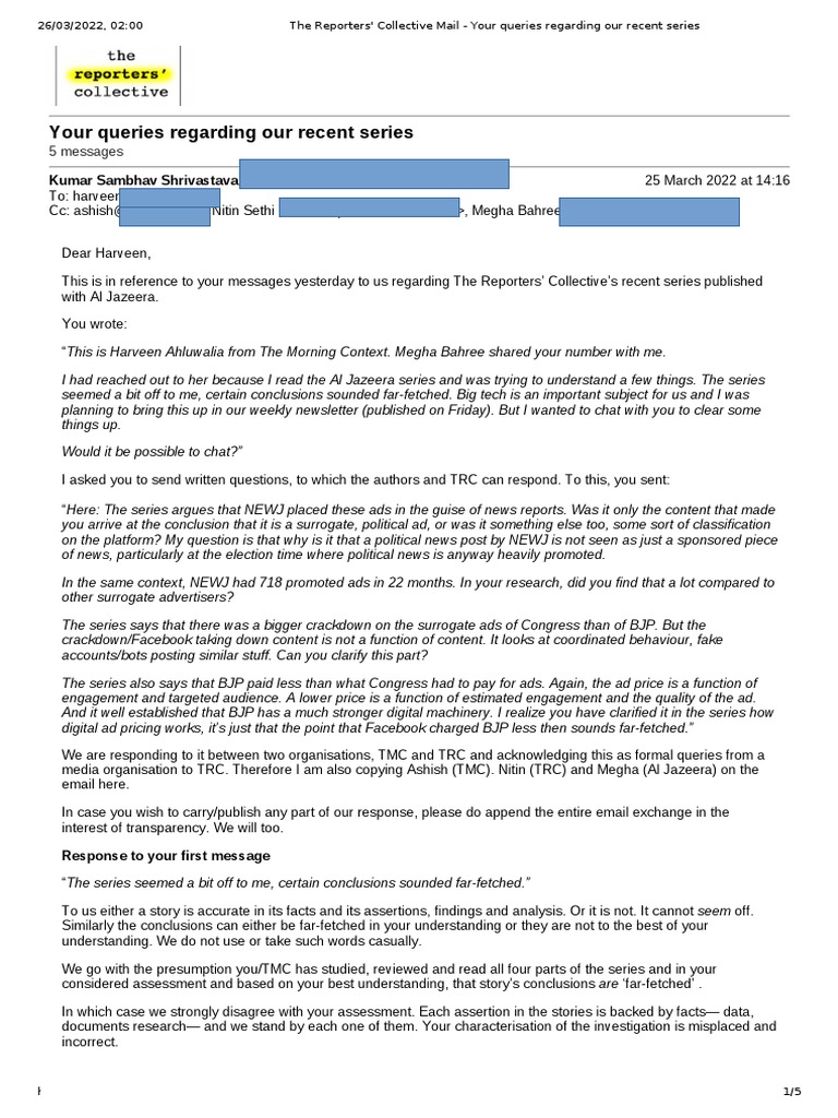 The Reporters' Collective Response To The Morning Context | PDF ...