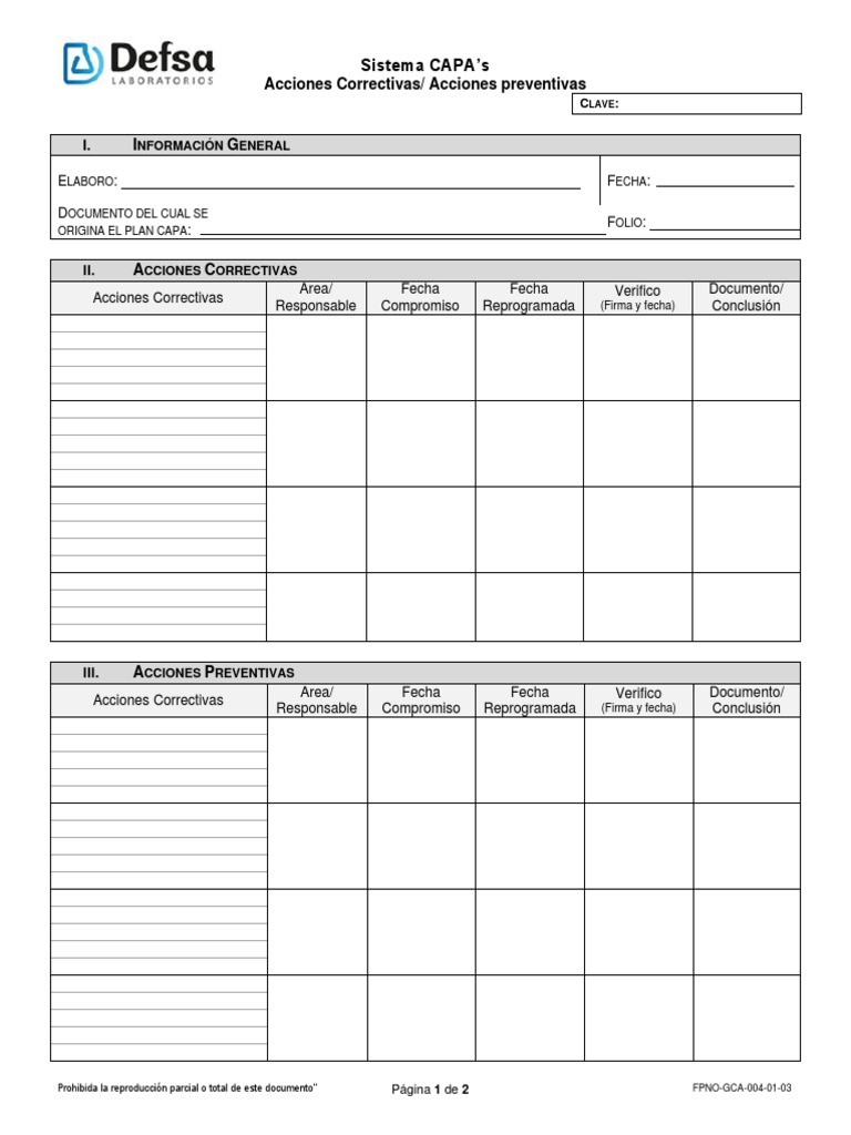 Sistema CAPA: Acciones Correctivas y Preventivas | PDF