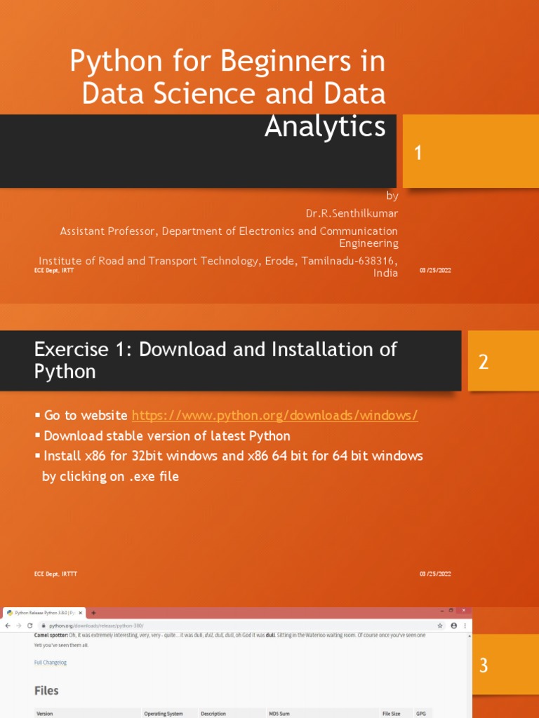 Python For Beginners in Data Science and Data | PDF | Array Data ...