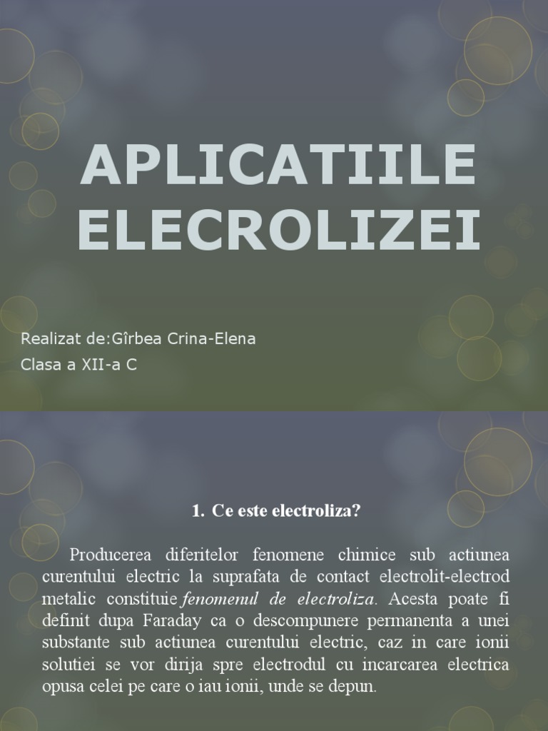 Aplicatiile Electrolizei | PDF