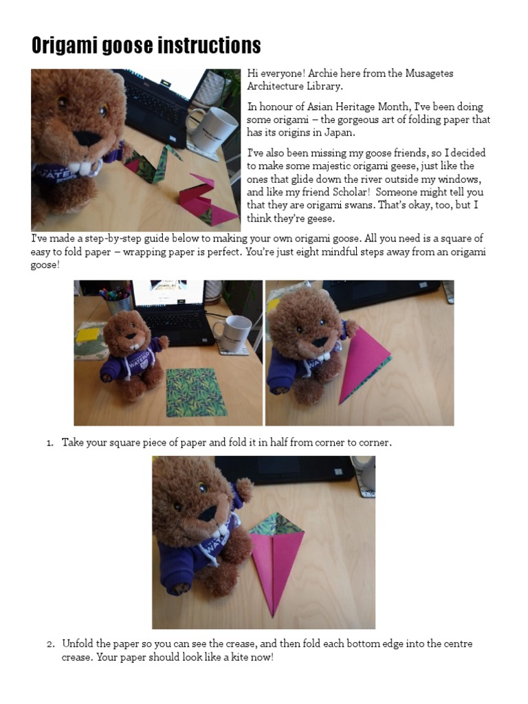 Step-by-Step Origami Goose Guide | PDF