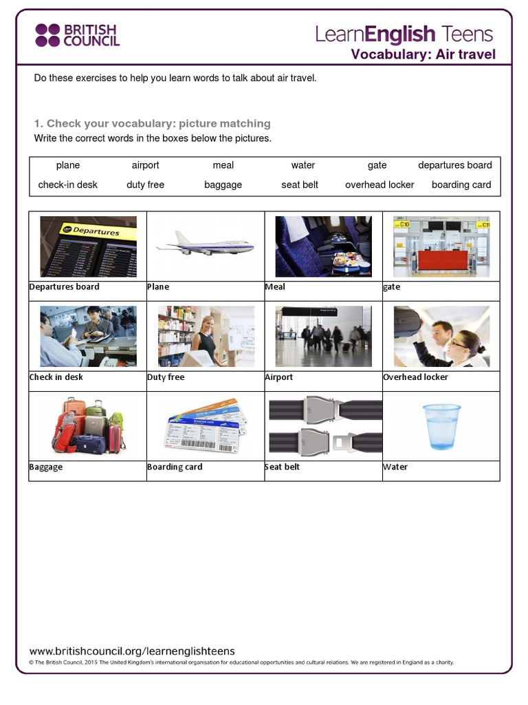 Air Travel Vocabulary Exercises | PDF | Business