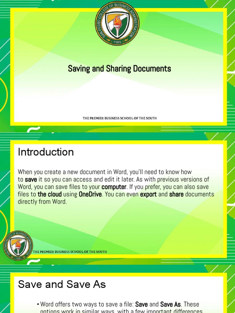 Lecture 3 - Saving and Sharing Documents | PDF | Computer File ...