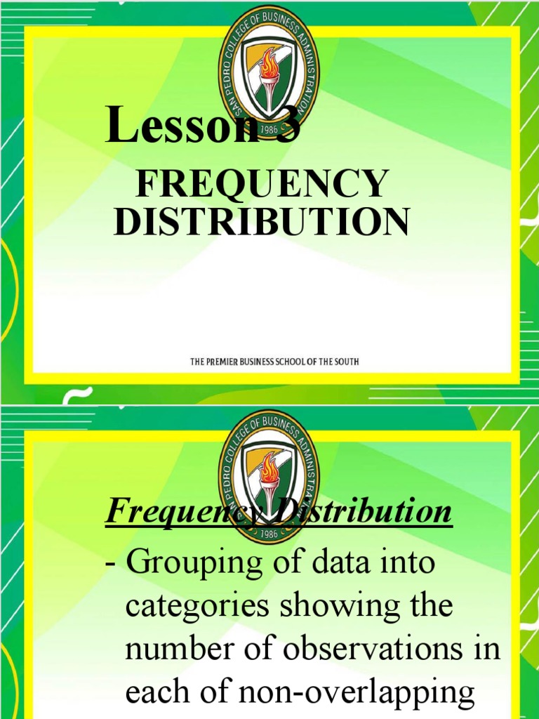 Lesson 3 Frequency Distribution | PDF | Interval (Mathematics ...