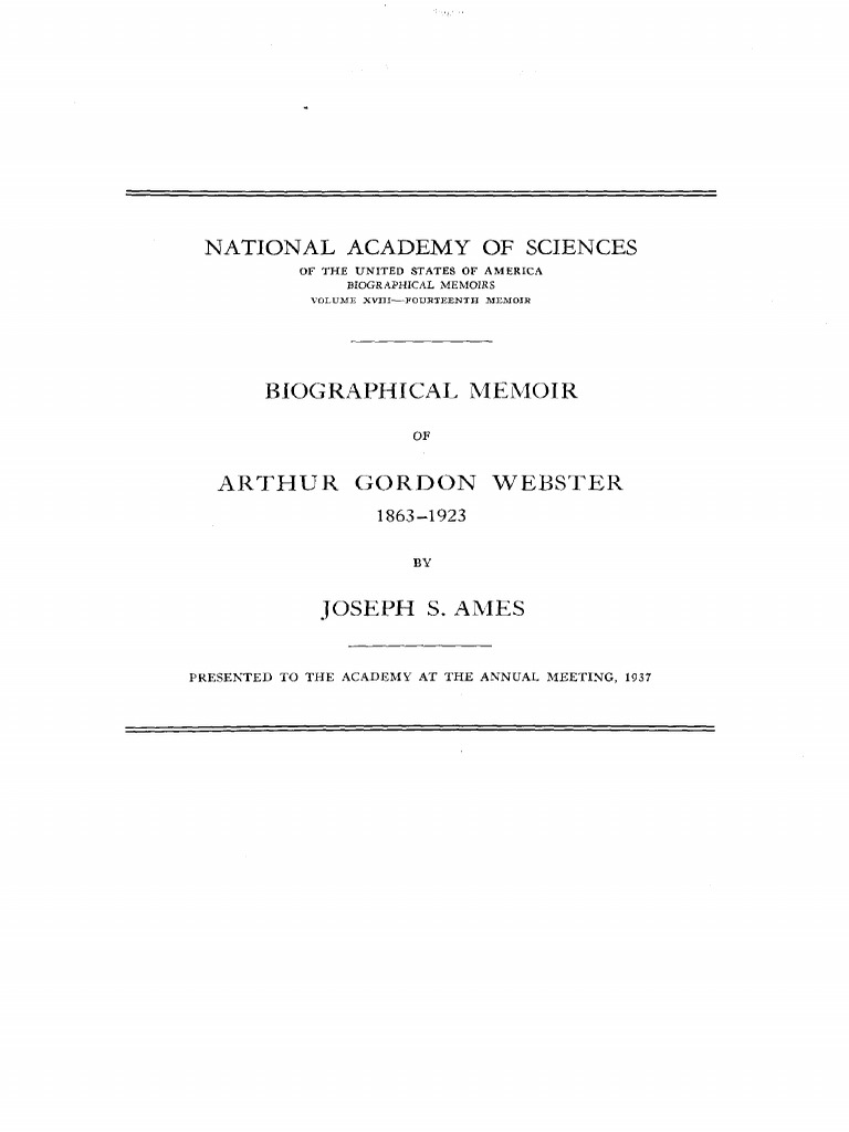 Arthur Gordon Webster Biogaphy by Joseph S. Ames | PDF | Knowledge ...