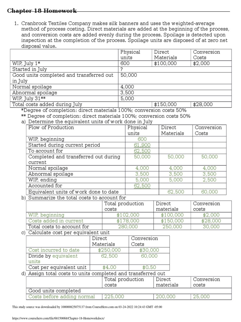 Chapter 18 Assignment | PDF