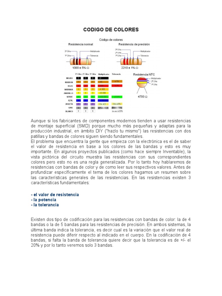 Codigo de Colores | PDF | Resistor | Color