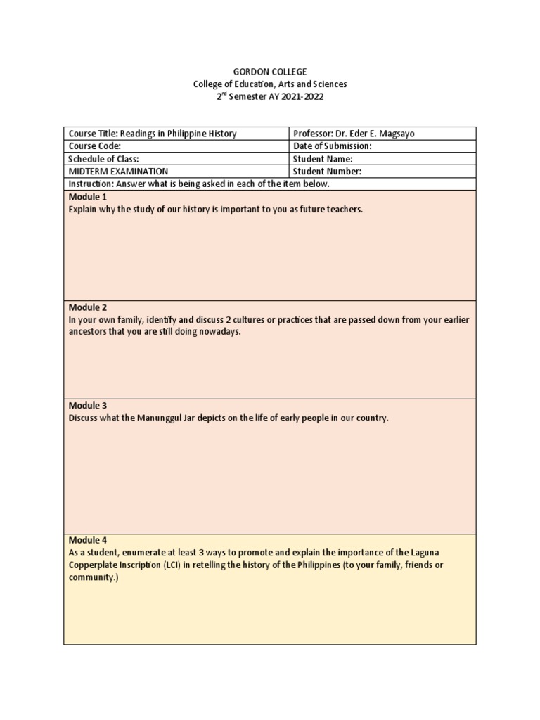 Midterm Exam RPH | PDF
