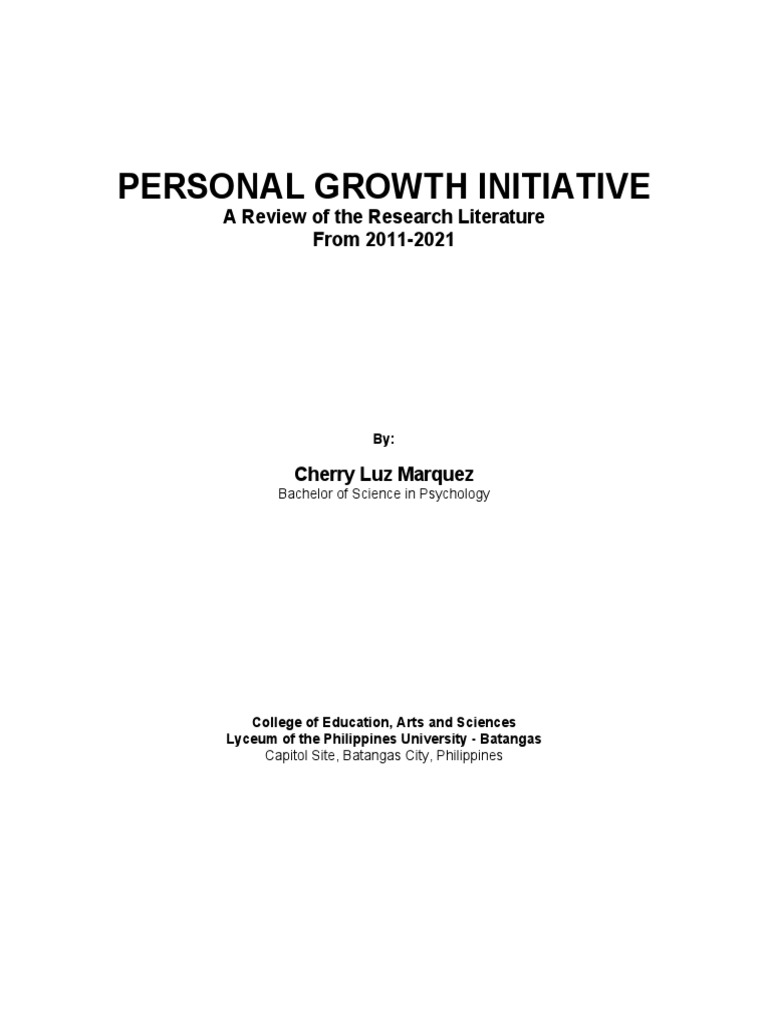 Personal Growth Initiative: A Review of The Research Literature From ...