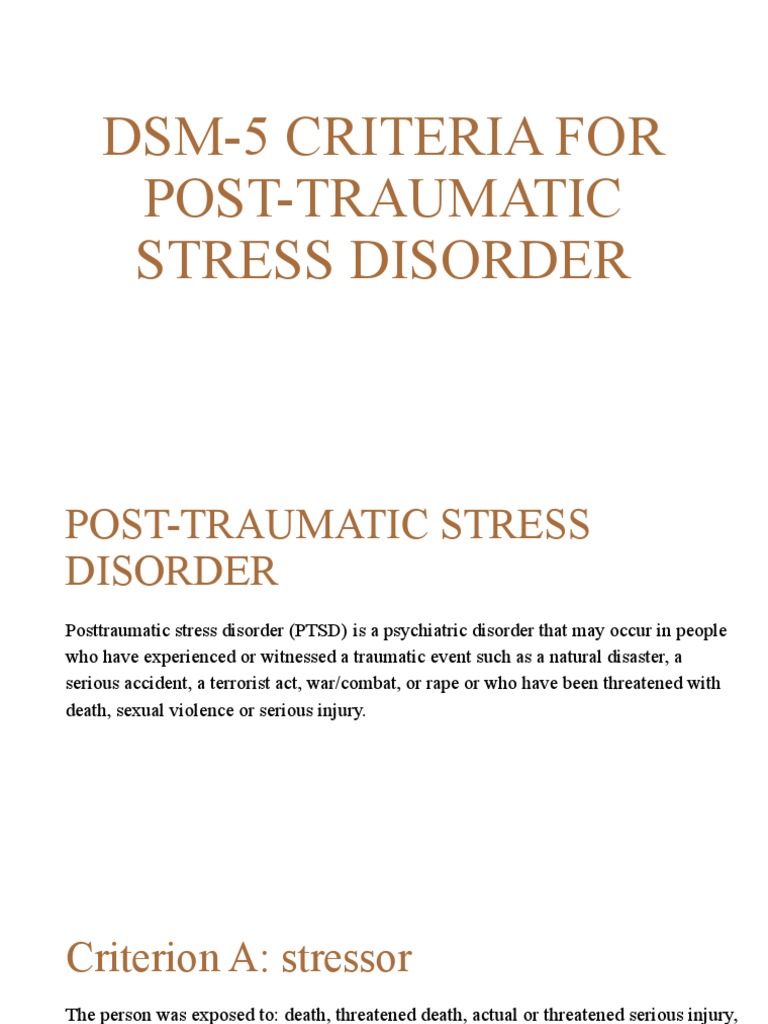 Dsm-5 Criteria For Post-Traumatic Stress Disorder | PDF | Psychological ...