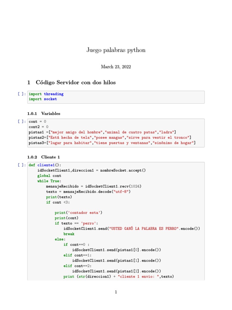 Código Juego Palabras Python | PDF | Python (lenguaje de programación) | Ciencias de la Computación