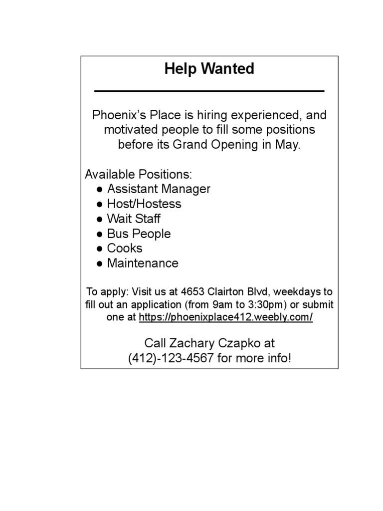 Help Wanted Ad 1 | PDF