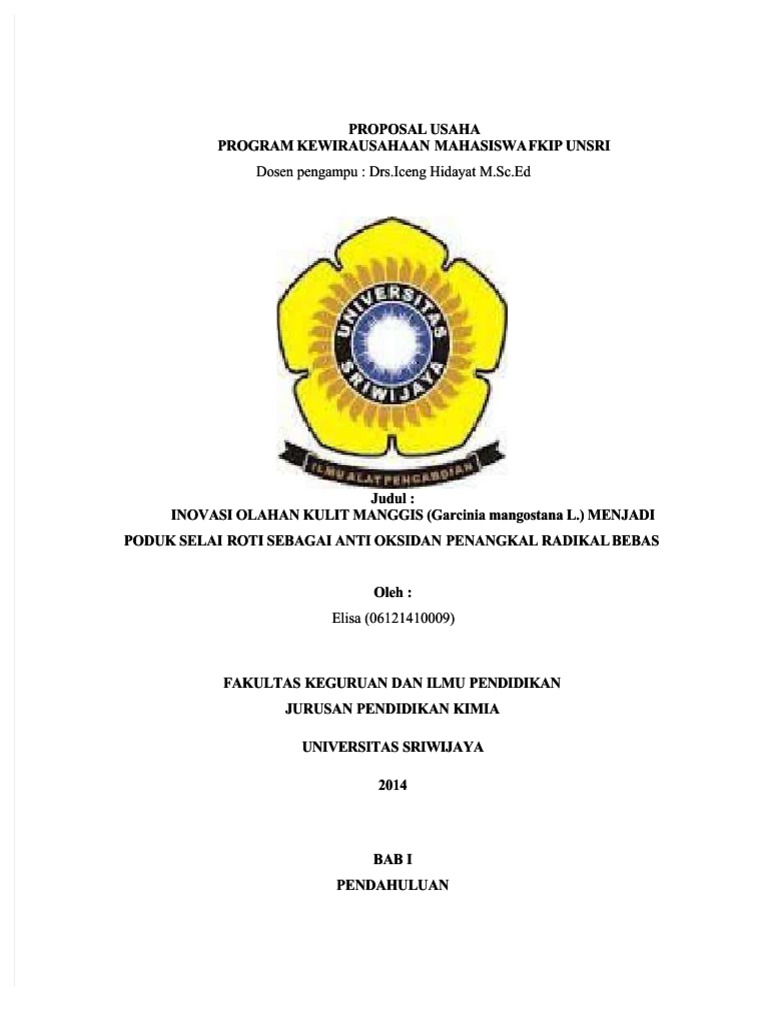 PDF Proposal Kulit Manggis - Compress | PDF PDF Proposal Kulit Manggis - Compress | PDF