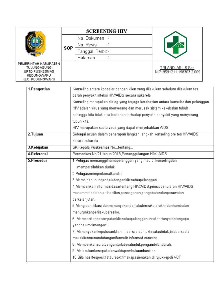 Sop Screening Hiv | PDF