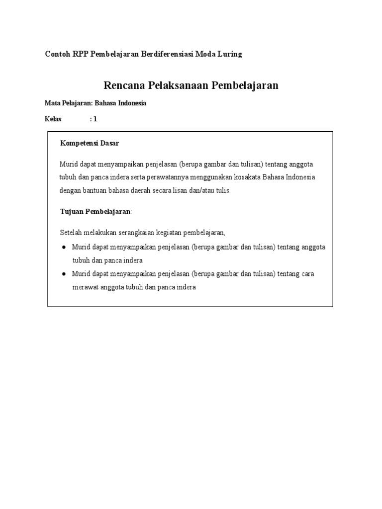 Contoh RPP Pembelajaran Berdiferensiasi | PDF | Seni & Disiplin Bahasa