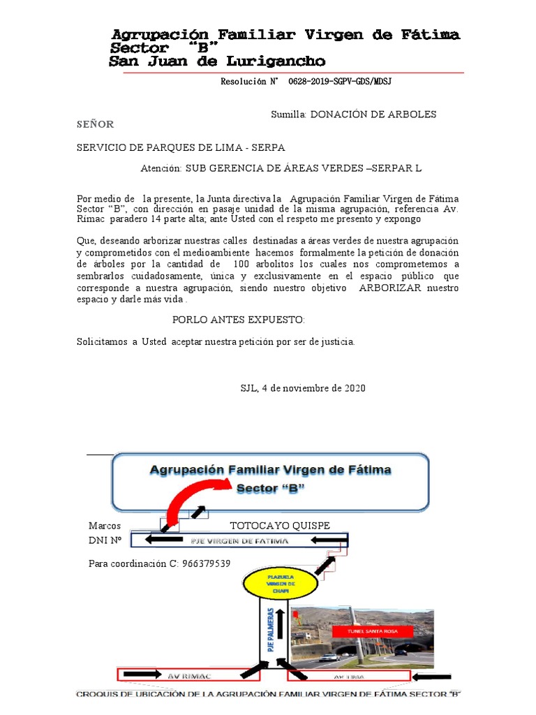 Solcicitud de Donacion Arboles Serpar | PDF