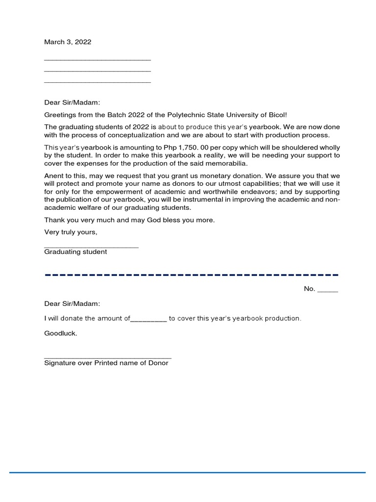 Solicitation Letter Yearbook | PDF | Career & Growth