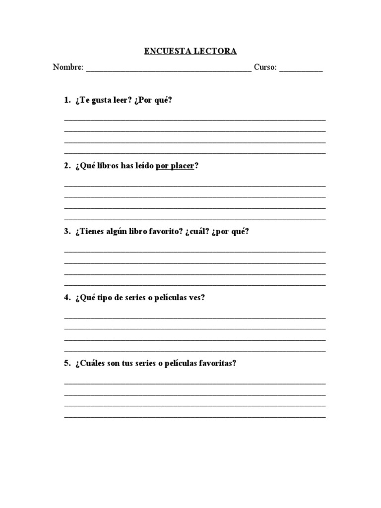 Encuesta sobre Hábitos de Lectura | PDF