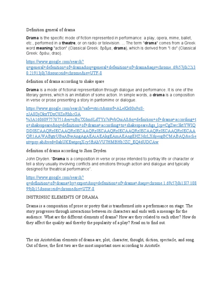 Definition General of Drama | PDF | Plot (Narrative) | Tragedy